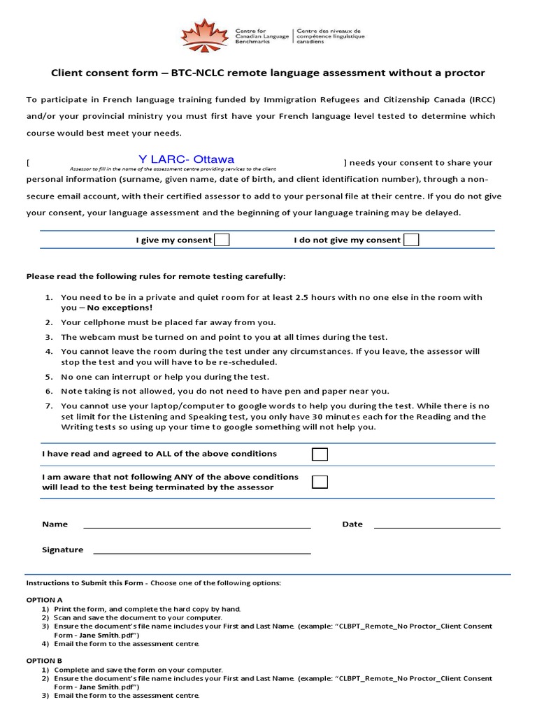 Consent for Remote Language Assessment | PDF | Computing And ...