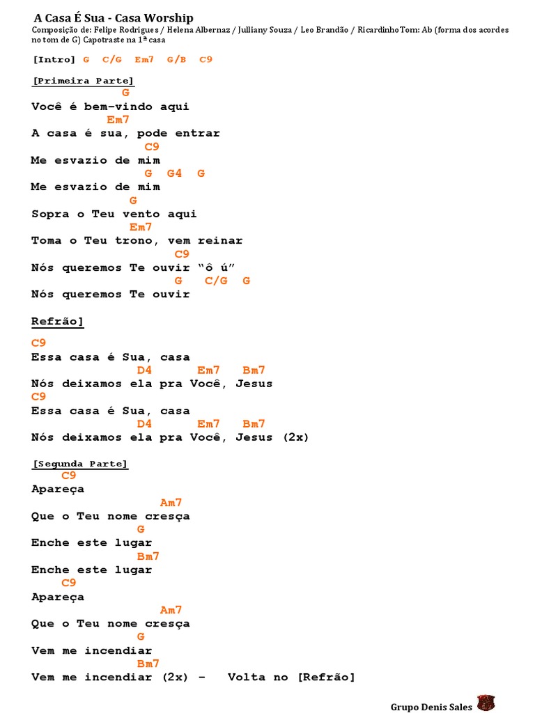 A Casa É Sua - Casa Worship - Cifras | PDF