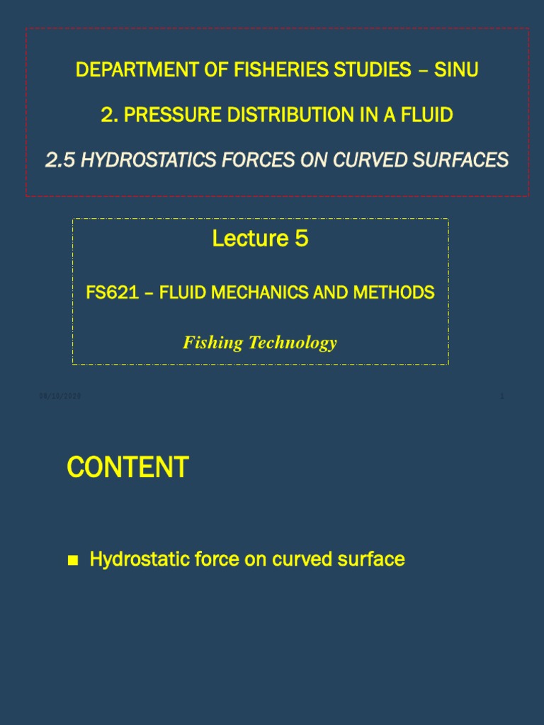 Lecture 5 - Hydrostatic Forces On Curved Surfaces PDF | PDF | Area | Force
