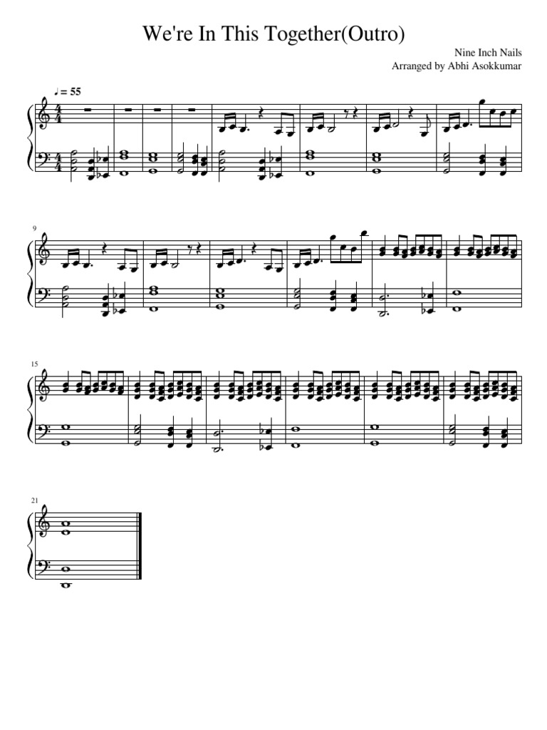 We're in This Together (Outro) : Nine Inch Nails Arranged by Abhi ...