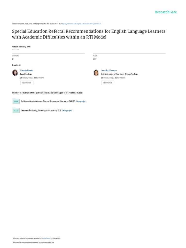 Special Education Referral Recommendations For English Language ...