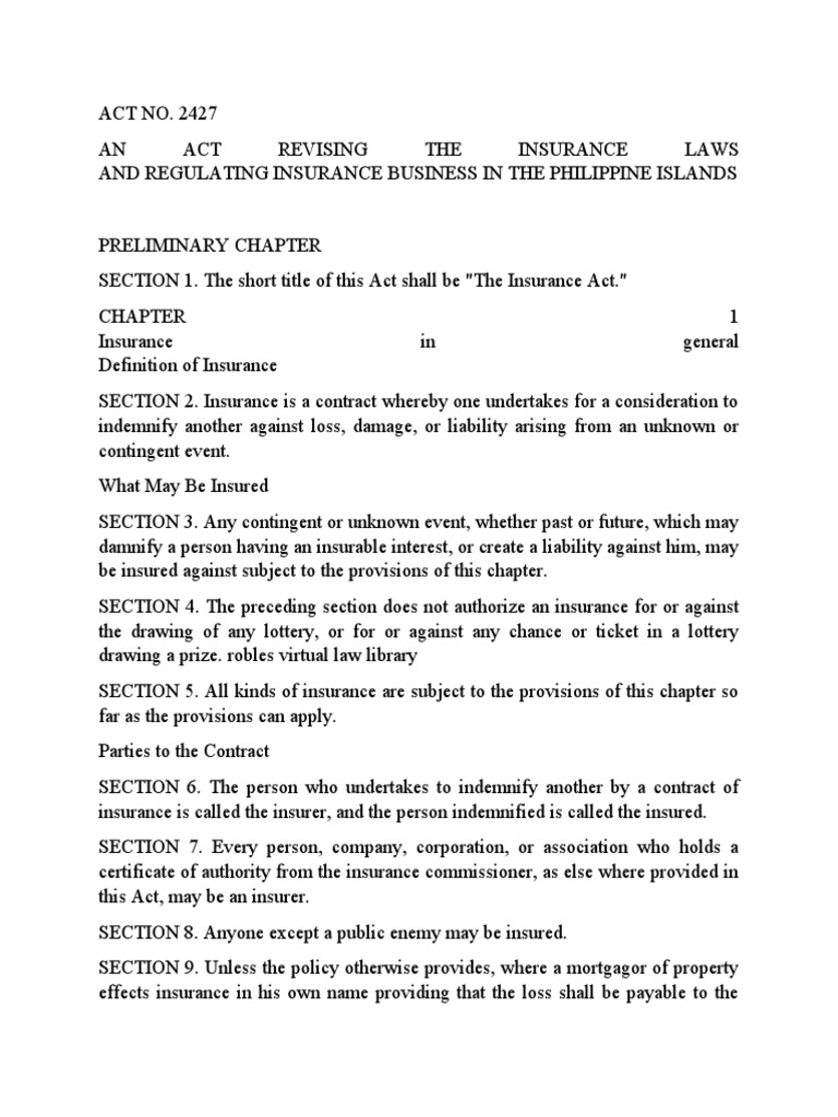 Philippine Insurance Code Overview | PDF | Insurance | Civil Law (Legal ...