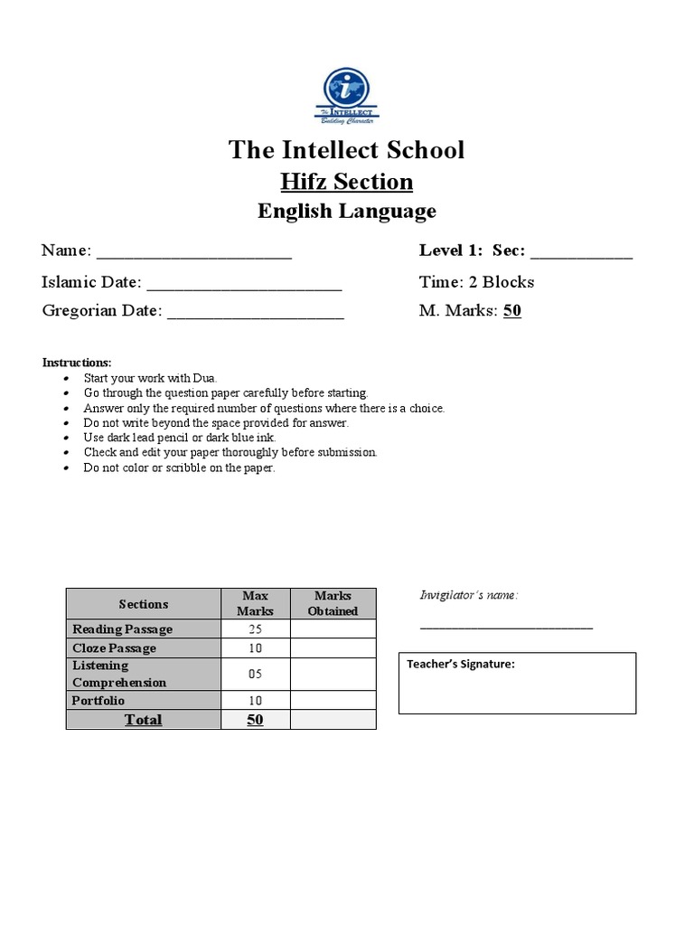 Level-1 English Assessment | PDF
