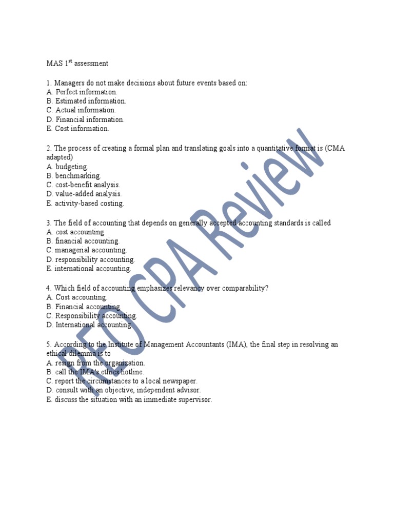 MAS Assessment October 2020 PDF | PDF | Book Value | Price–Earnings Ratio