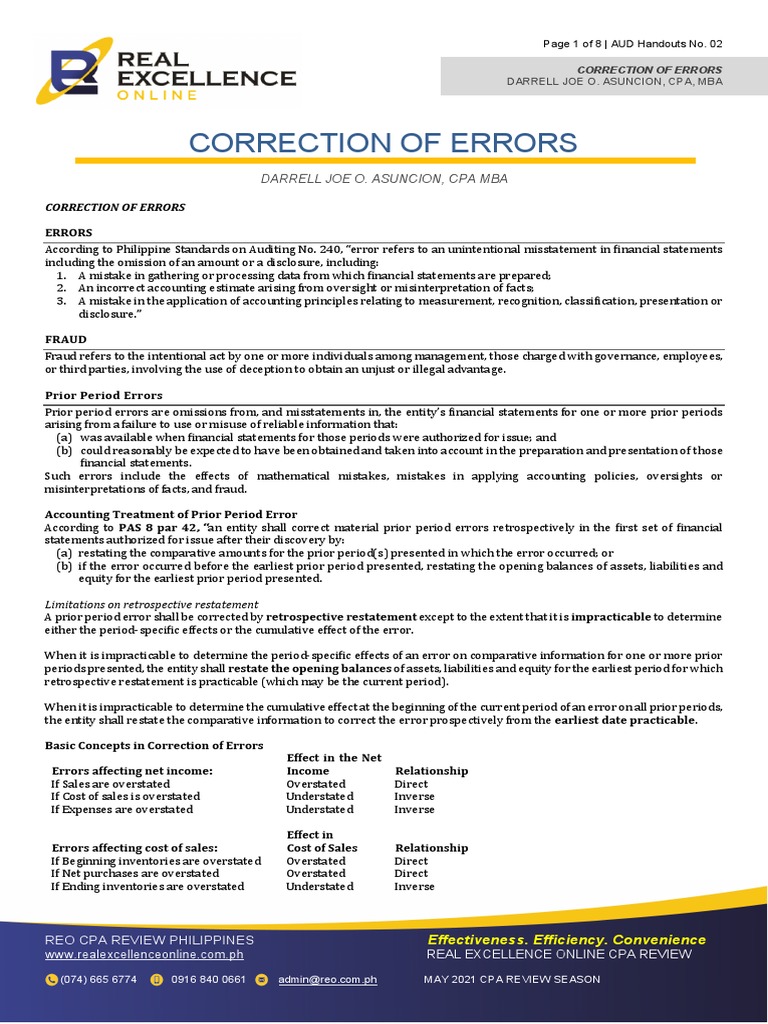 02 - REO Correction of Errors2 PDF | PDF | Balance Sheet | Depreciation
