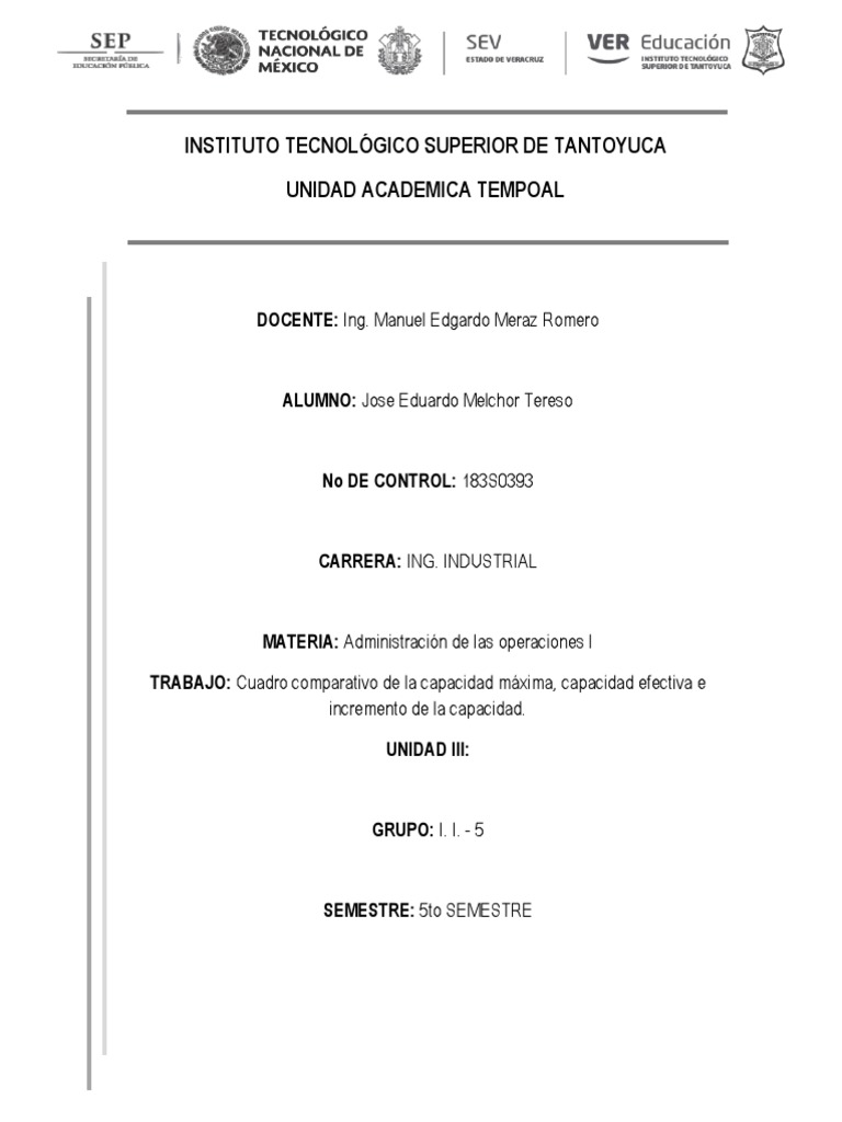 Cuadro Comparativo de La Capacidad Máxima, Capacidad Efectiva e ...