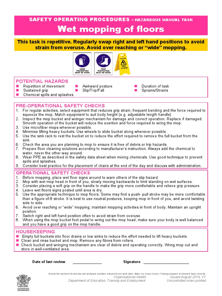 Wet Mopping of Floors | PDF | Personal Protective Equipment | Safety