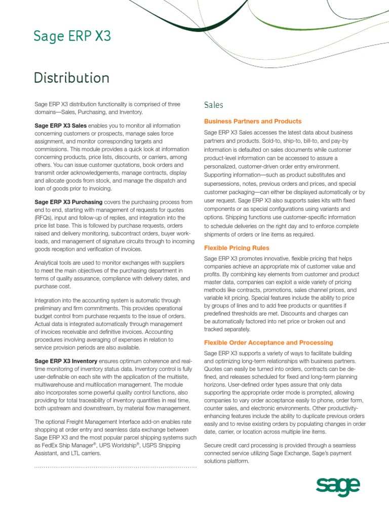Sage ERP X3 Distribution | PDF | Inventory | Enterprise Resource Planning