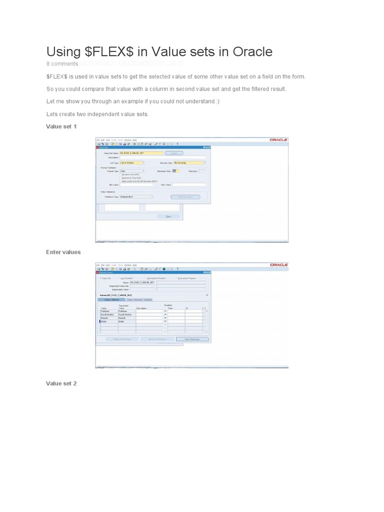 Oracle Value Sets Guide | PDF