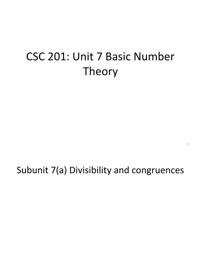 Unit 7 Basic Number Theory | PDF | Prime Number | Factorization