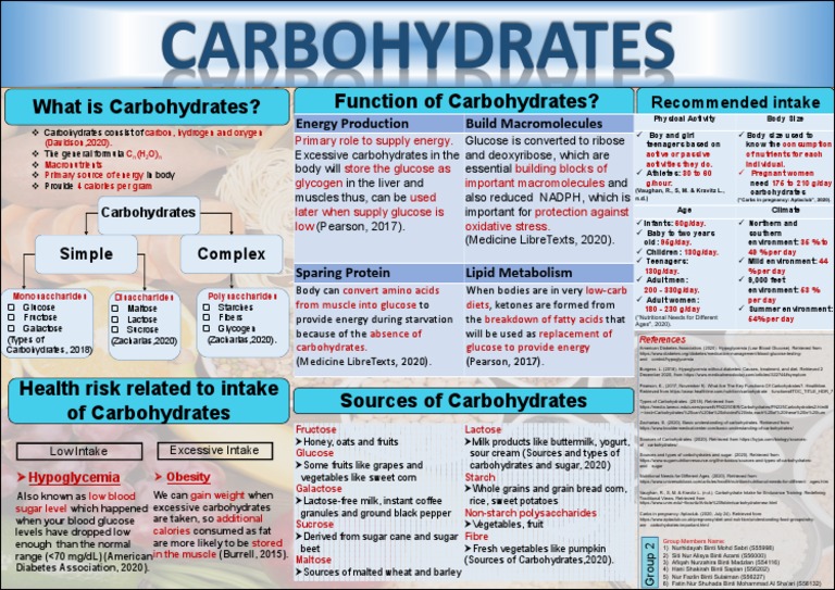 Functions and Sources of Carbohydrates | PDF | Carbohydrates | Glucose