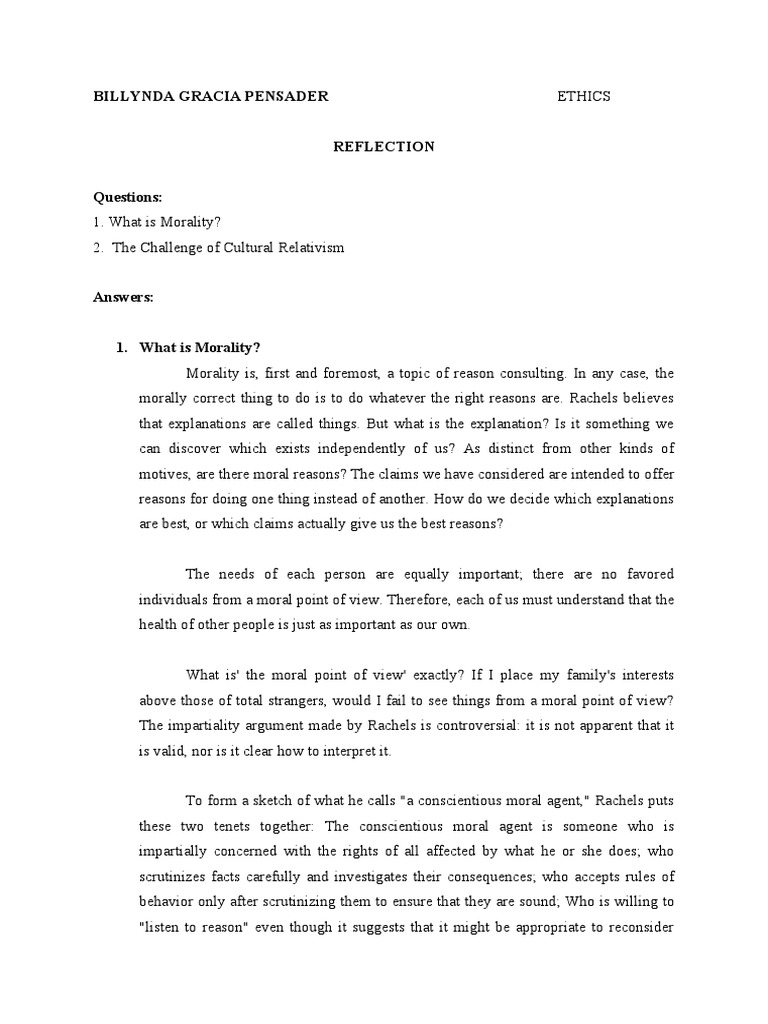 Reflection On Morality | PDF | Relativism | Morality