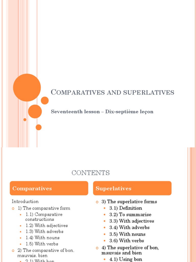 French Comparatives and Superlatives Guide | PDF | Adjective | Adverb