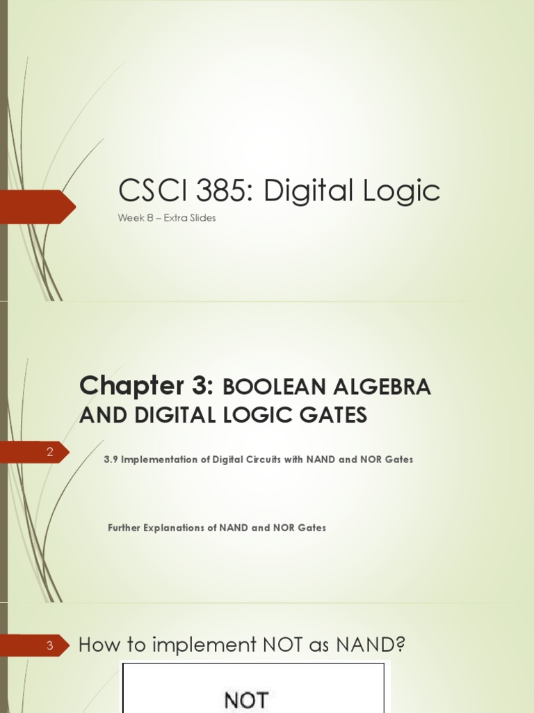 CSCI 385: Digital Logic: Week 8 - Extra Slides | PDF