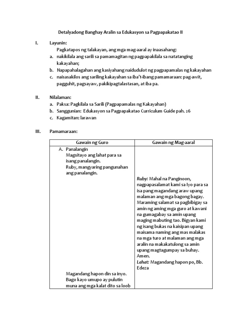 ESP Lesson Plan | PDF