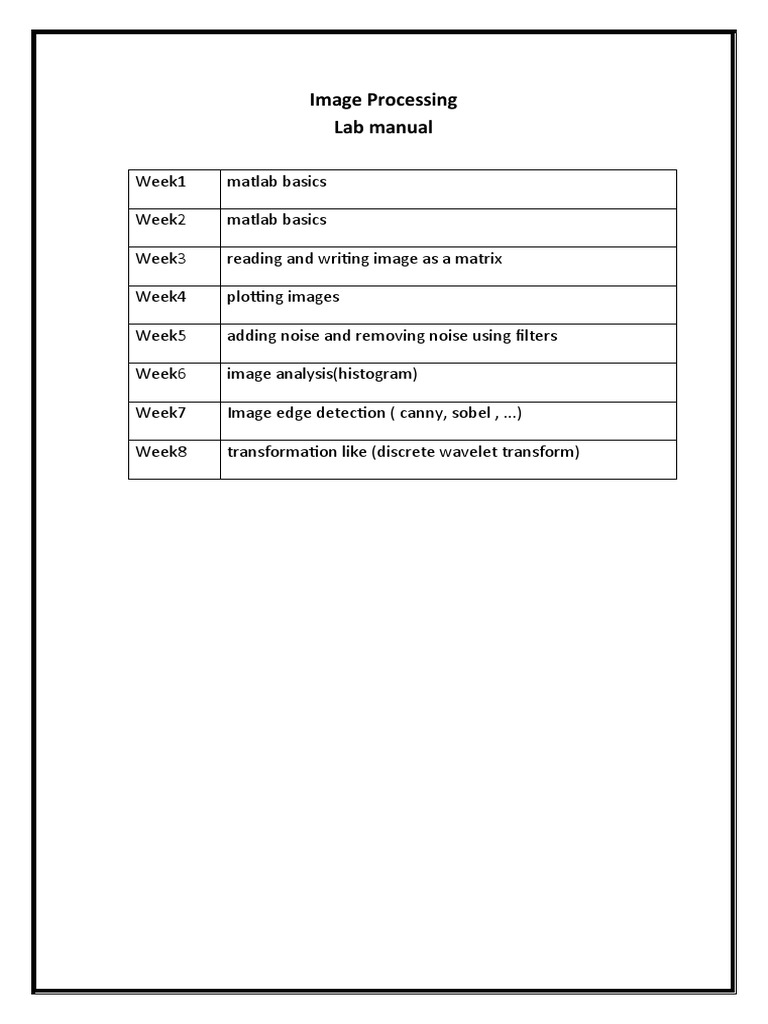 Image Processing Lab Manual | Download Free PDF | Matlab | Computer Vision