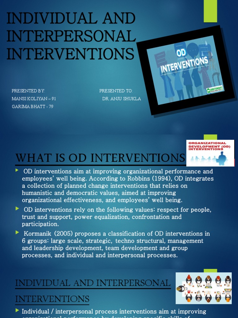 Individual and Interpersonal OD Interventions | PDF | Organization ...