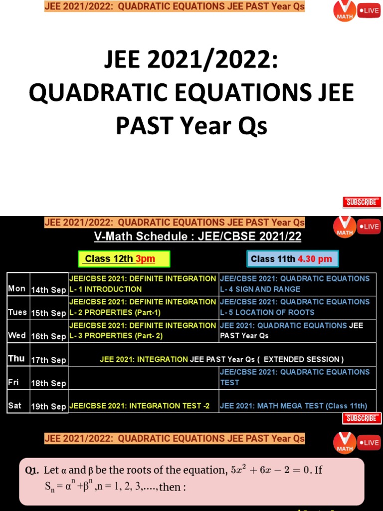 JEE+2021 ++QUADRATIC+EQUATIONS+JEE+PAST+Year+Qs | PDF | Quadratic Equation | Equations