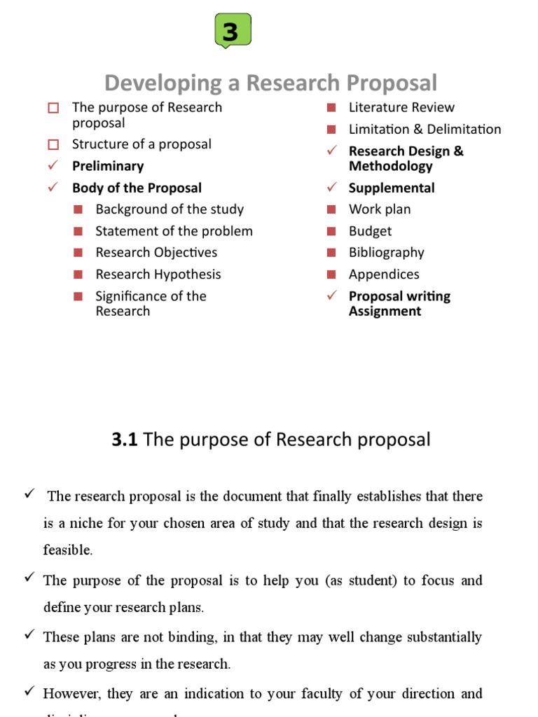 Developing A Research Proposal: Preliminary Body of The Proposal ...