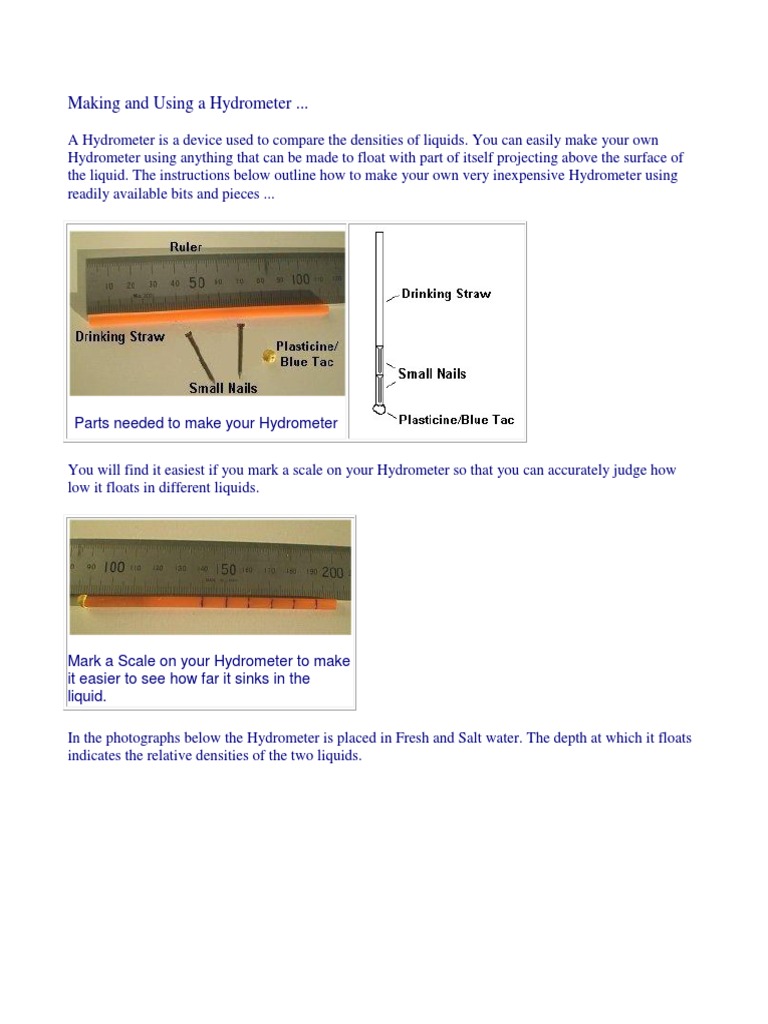 Making and Using A Hydrometer .. | Download Free PDF | Physical Quantities | Chemistry