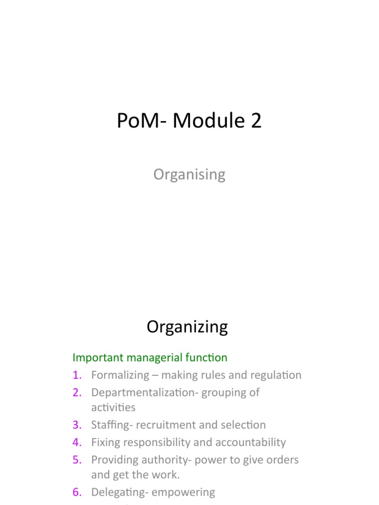 PoM - Module 2 | PDF | Organizational Structure | Business
