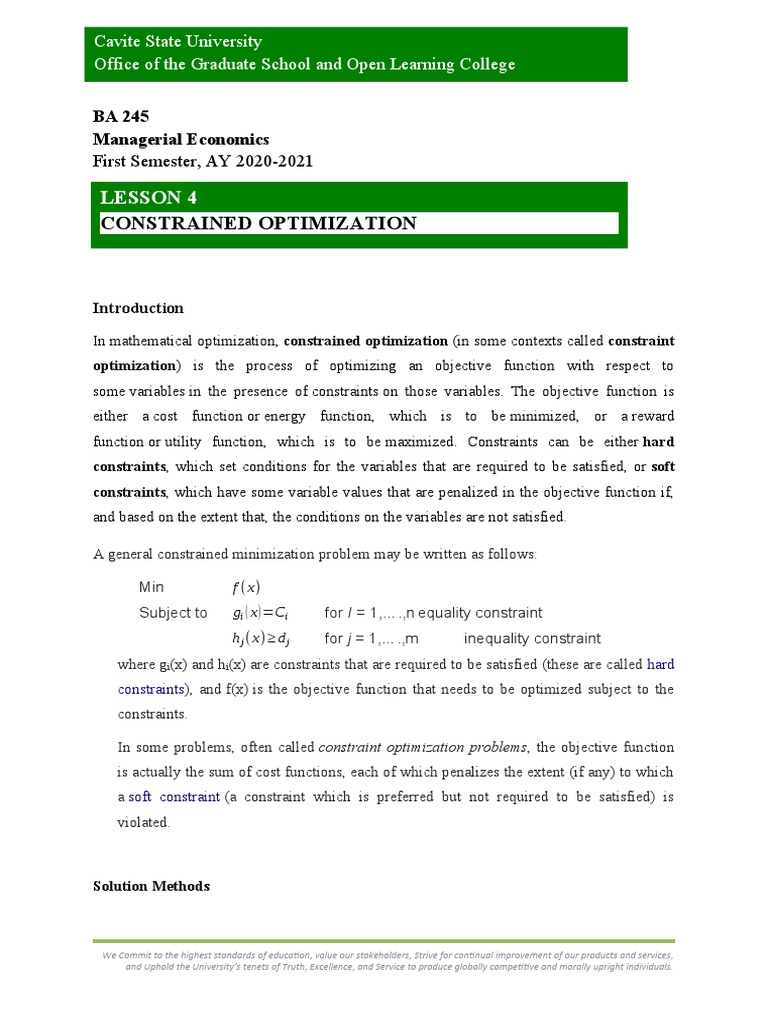 BA245 - Lesson4 - Activity 4 - Optimization | PDF | Mathematical ...