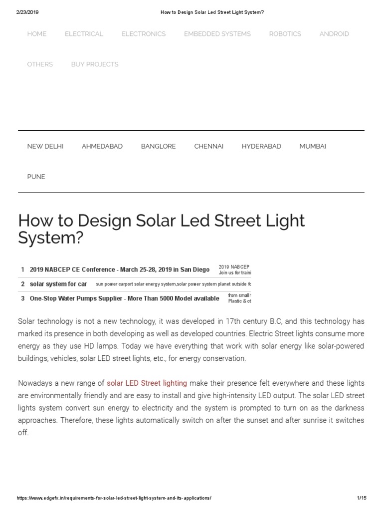 How To Design Solar Led Street Light System | PDF | Solar Power ...