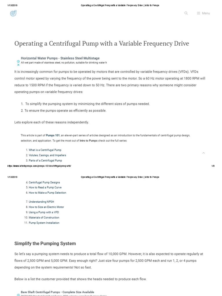 5 Operating A Centrifugal Pump With A Variable Frequency Drive - Intro ...