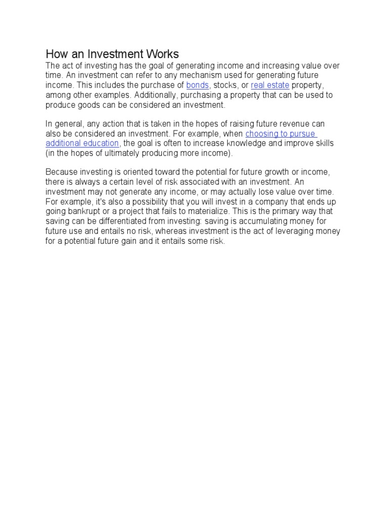 How An Investment Works: Bonds Real Estate | PDF | Career & Growth ...