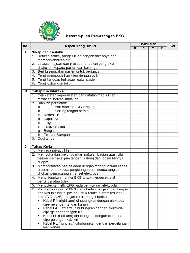 Lembar Checklist Pemasangan EKG Fix | PDF