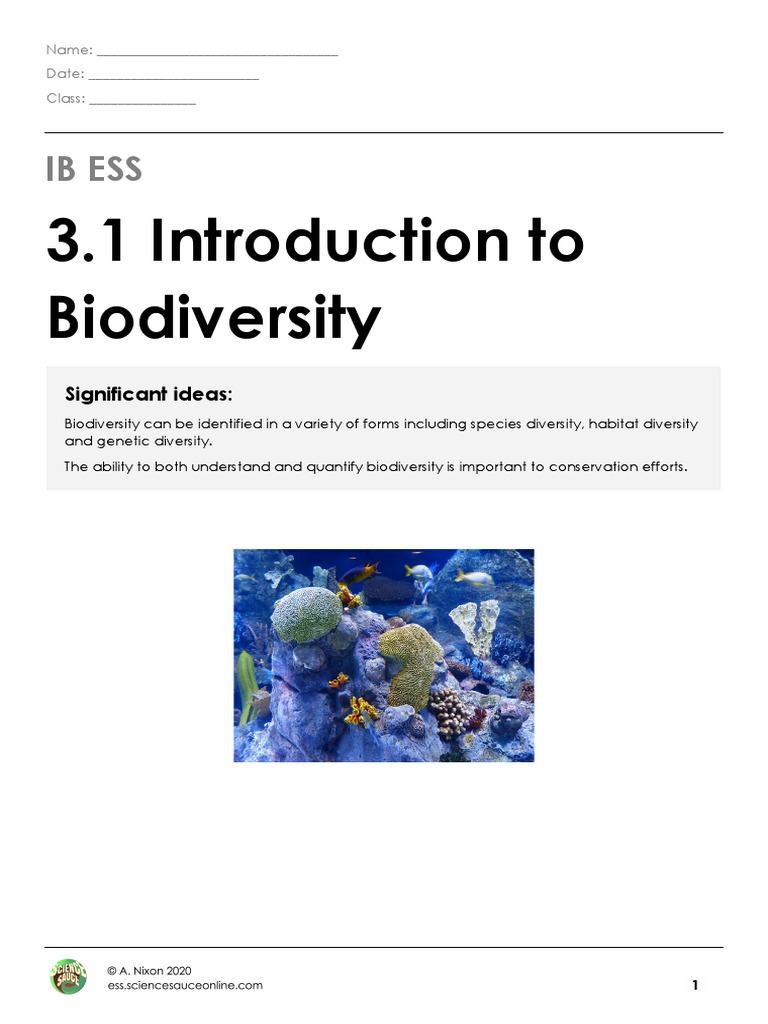 3.1 Introduction To Biodiversity | PDF | Biodiversity | Species