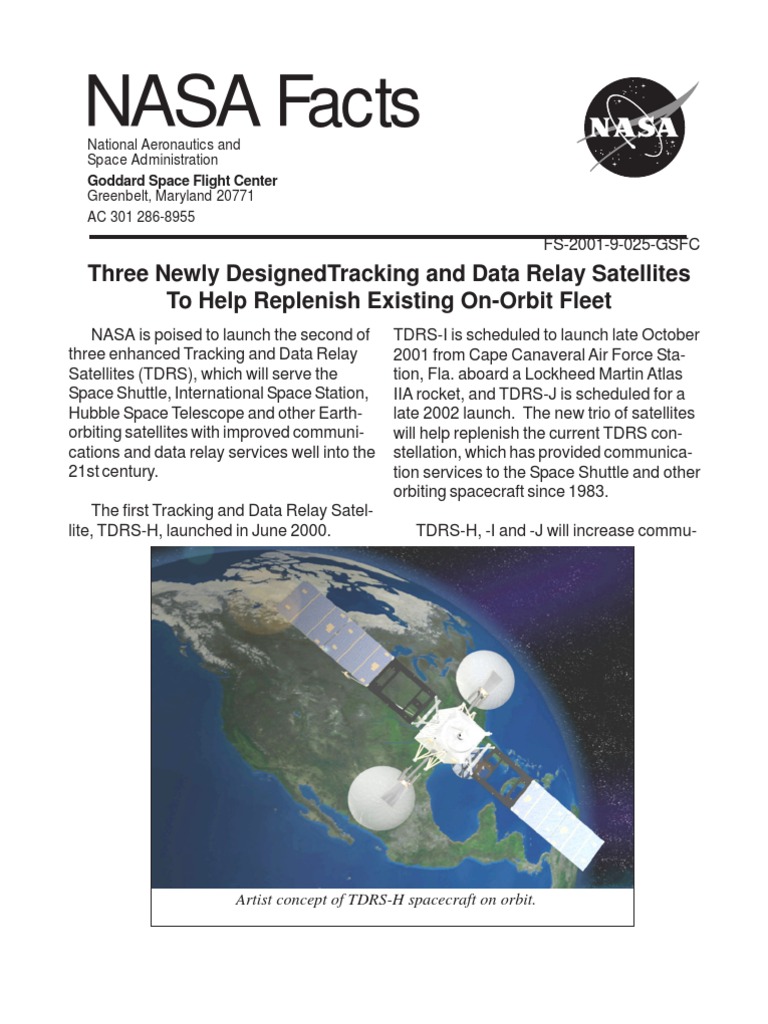 NASA Facts Three Newly Designed Tracking and Data Relay Satellites To ...