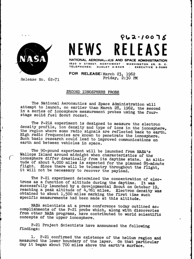 P-21A Press Kit | PDF | Ionosphere | Nasa