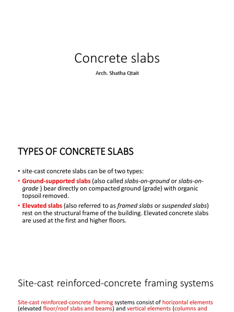 Concrete Slabs: Arch. Shatha Qtait | PDF | Concrete | Structural ...