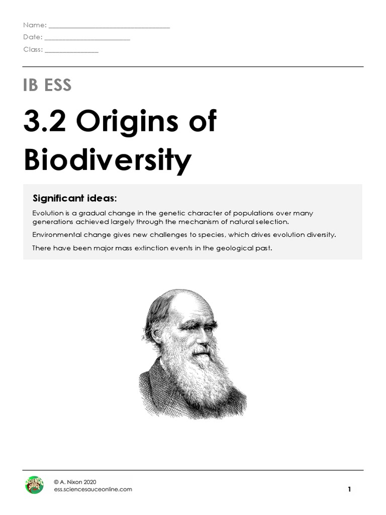 Origins of Biodiversity in IB ESS | PDF | Natural Selection | Evolution