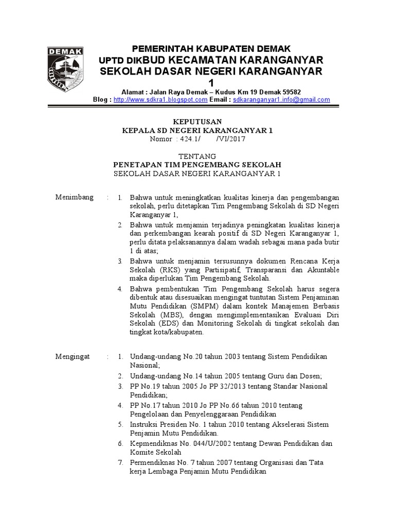 SK Tim Pengembang Sekolah | PDF