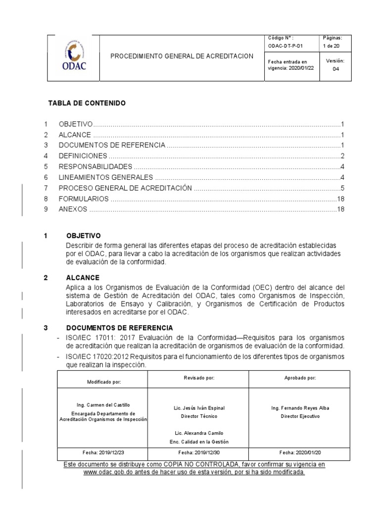 ODAC-DT-P-01 V04 General de Acreditacin | PDF | Calibración | Evaluación ODAC-DT-P-01 V04 General de Acreditacin | PDF | Calibración | Evaluación