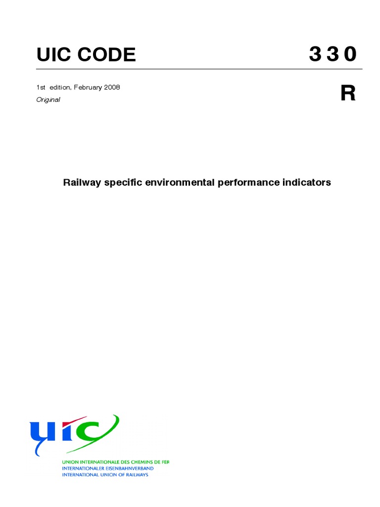 Uic Code: Railway Specific Environmental Performance Indicators | PDF ...
