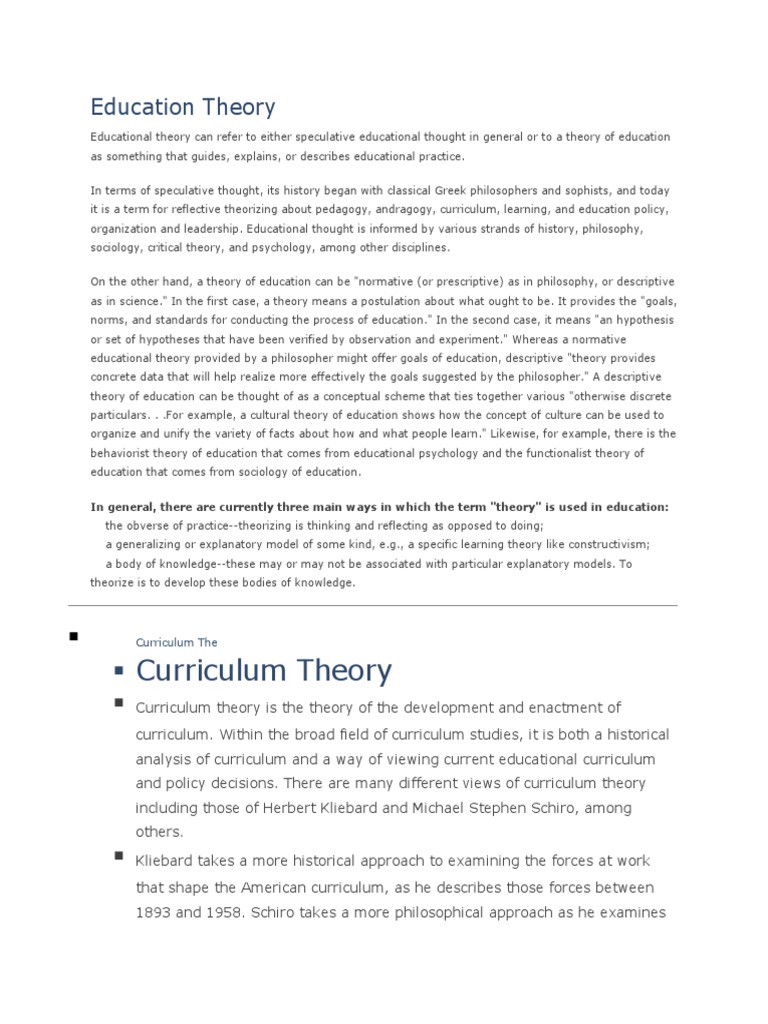 Education Theory | PDF | Leadership | Teachers