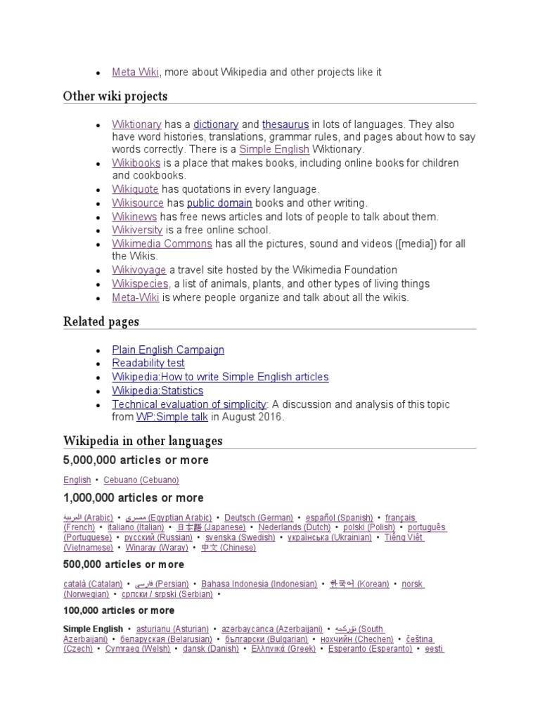 Other Wiki Projects: Dictionary Thesaurus | PDF | Wikipedia | Languages ...