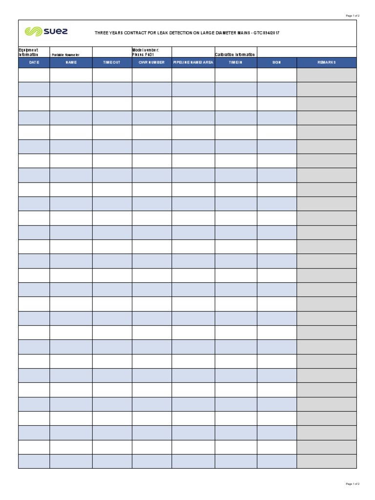 Equipment Calibration Log | PDF