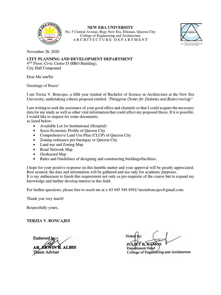 Request Letter Quezon City Hall | PDF | Thesis | Science