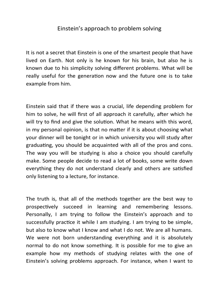 Einstein's Approach To Problem Solving | PDF