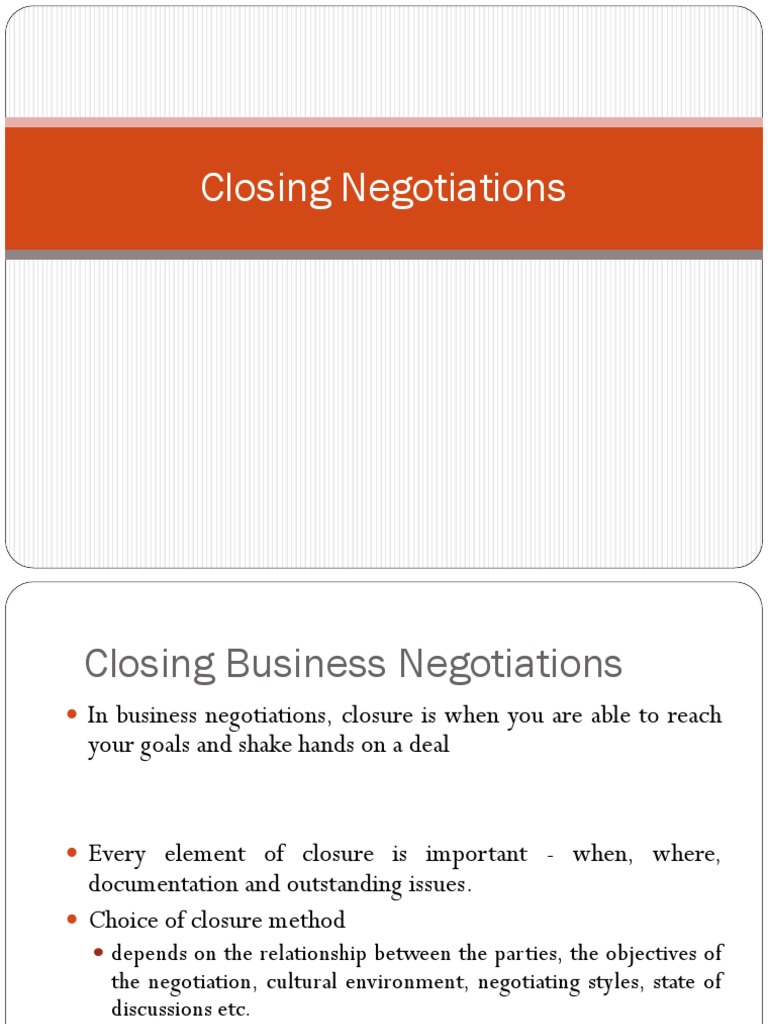 Effective Methods for Closing Negotiations | PDF | Negotiation | Question