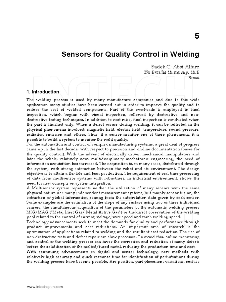 Welding Quality Control Sensors | PDF | Emission Spectrum | Kalman Filter