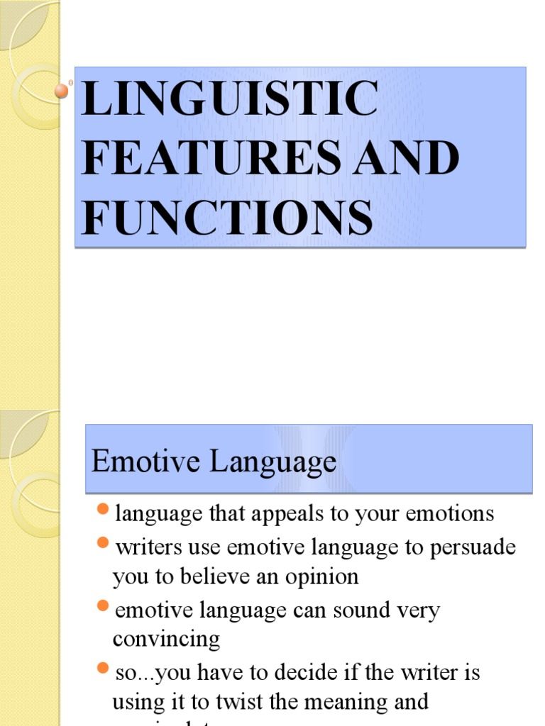 Linguistic Features and Functions | PDF | Question | Linguistics