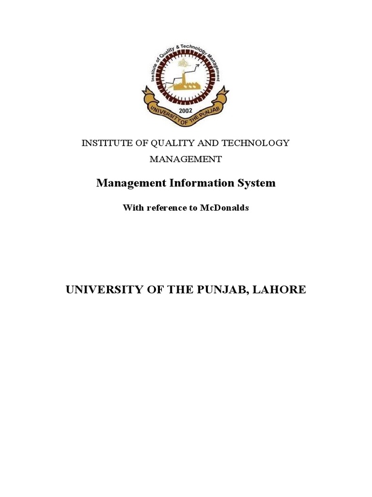 MIS Project Report Final | PDF | Mc Donald's | Fast Food Restaurants