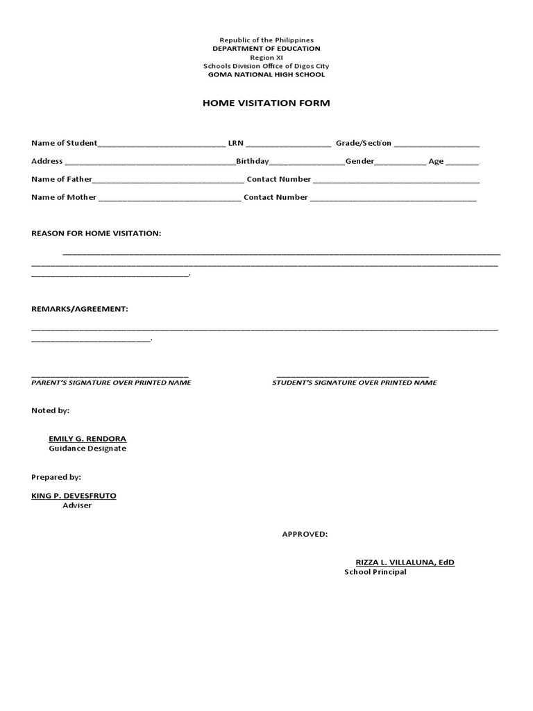 Home Visit Form | PDF
