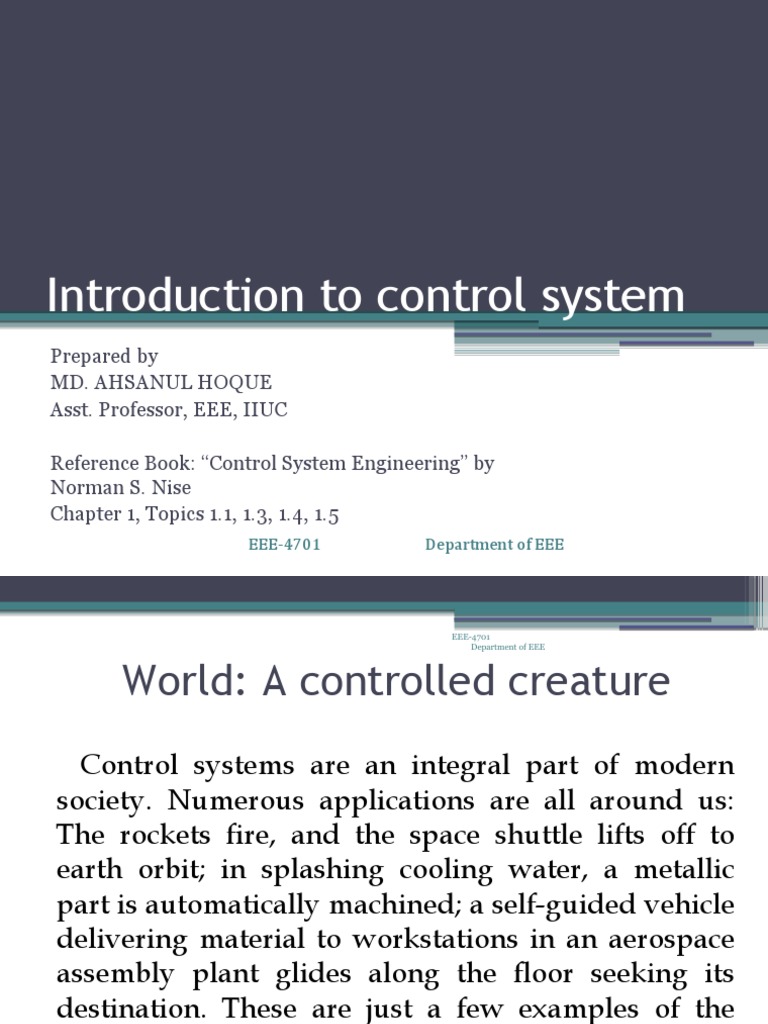 Lecture-1 Introduction To Control System | PDF | Control Theory ...