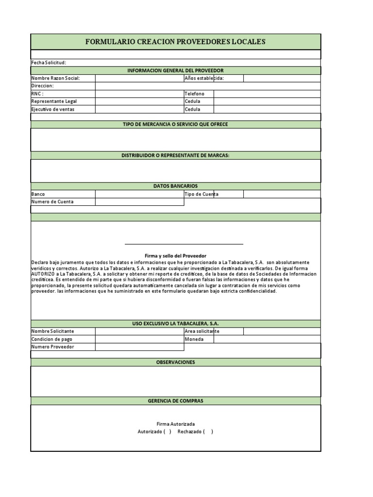 Formulario Creacion Proveedores - 1 | PDF